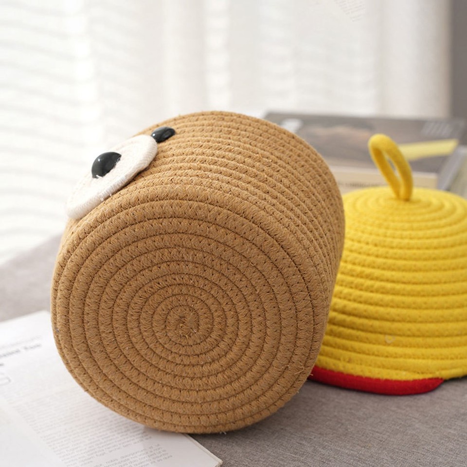 Cartoon Animal Felt Organizer Basket Woven Bear Bath Toy Cotton Rope ...