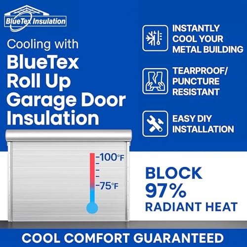 BlueTex Roll Up Garage Door Insulation Kit for Cooling Down Metal ...