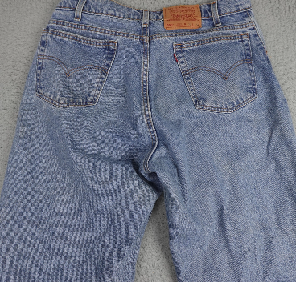 Vintage Levis 560 Jeans Mens 36x34 Blue Denim Loose Fit Tapered Leg ...