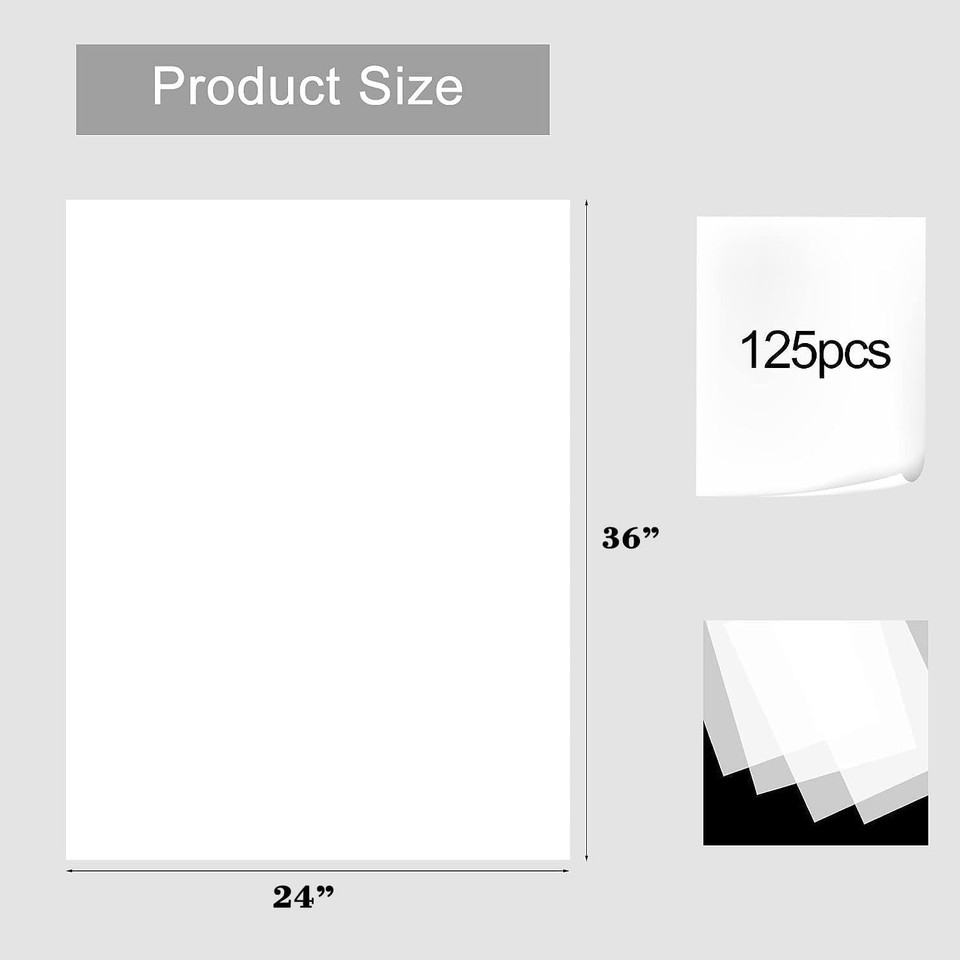 120 Sheets 24" X 36" Acid-Free Wrapping Tissue Paper - Large White ...