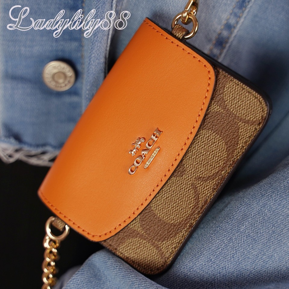 NWT Coach CF477 Poppy Crossbody In Colorblock Signature Canvas And Card ...