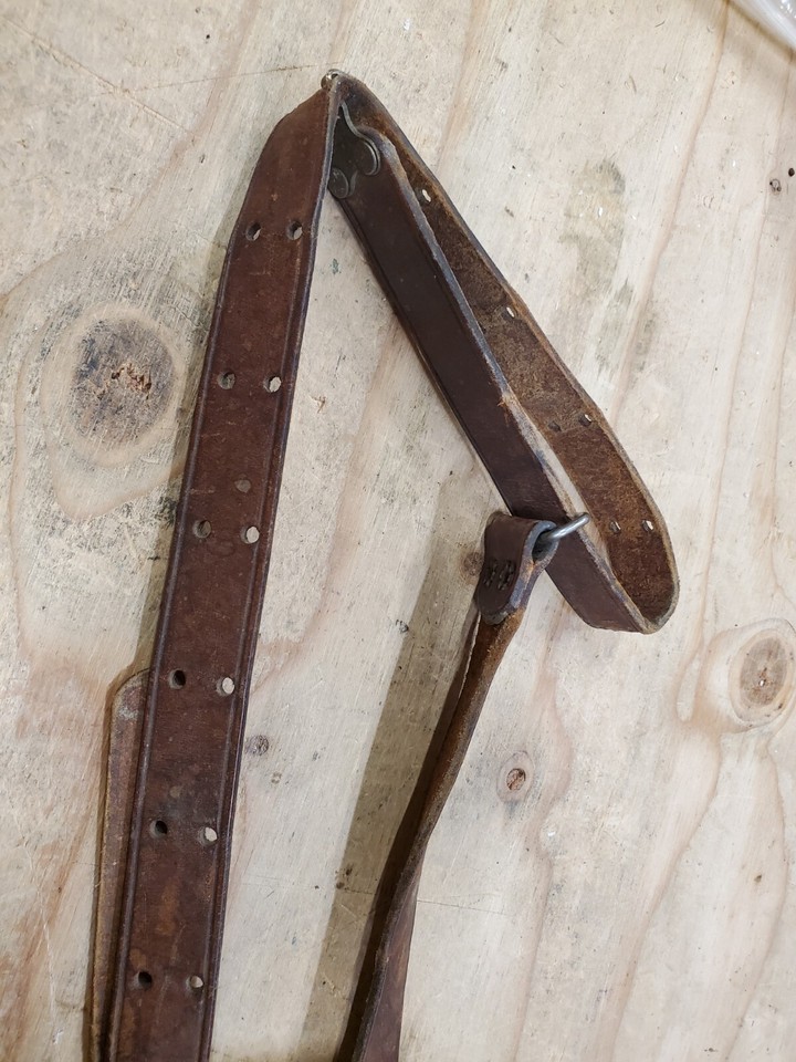 Vintage Military Style 1" wide adjustable Leather Rifle Sling with ...