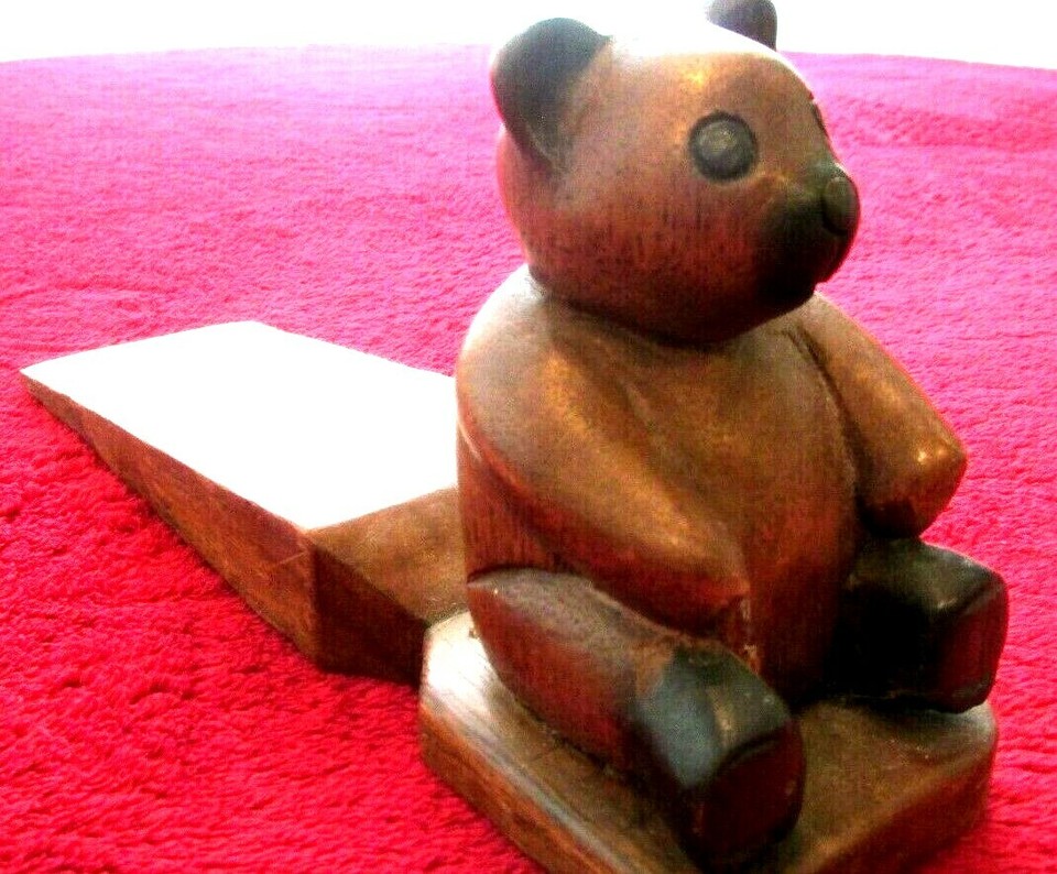 Addorable wooden teddy bear door stop | eBay