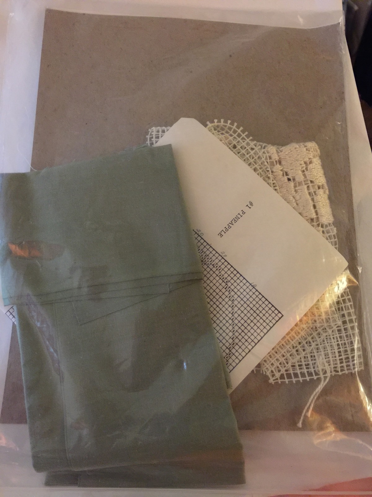 Cross-Stitch Originals Pineapple Lace Net Darning Kit Green Vintage ...