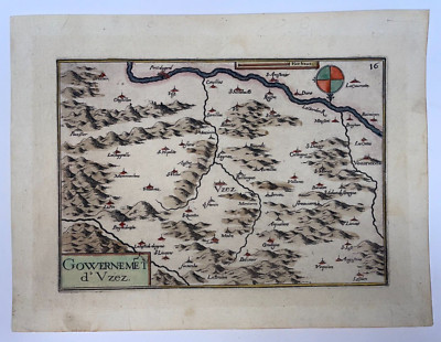 UZES FRANCE 1630 CHRISTOPHE TASSIN ANTIQUE MAP IN COLORS 17TH CENTURY ...