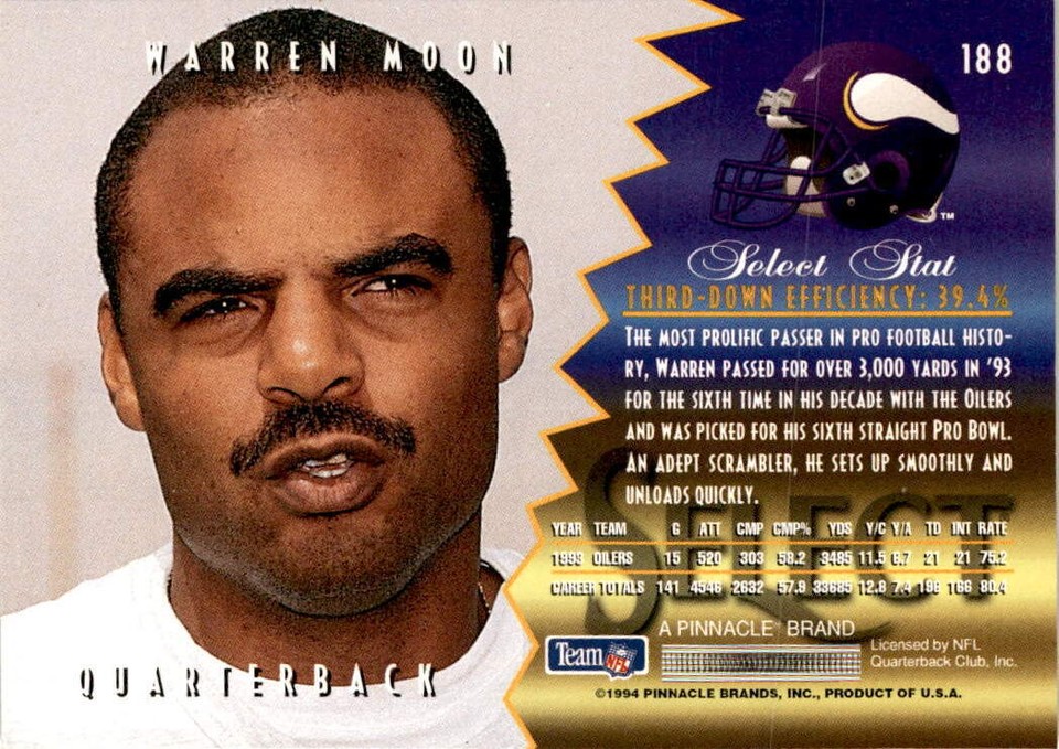 1994 Select #188 Warren Moon Minnesota Vikings | eBay
