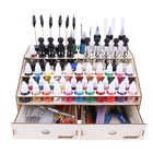 80 HOLES BOTTLE PAINT RACK HOBBY STORAGE WOODEN ORGANIZER WITH DRAWER ...
