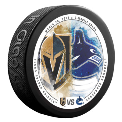 VEGAS KNIGHTS vs VANCOUVER CANUCKS Game Matchup Hockey Puck 3/20/18 ...
