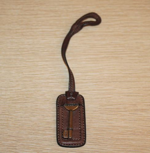 FOSSIL Purse Brass Metal Brown Leather Key Replacement Tag Accessory ...