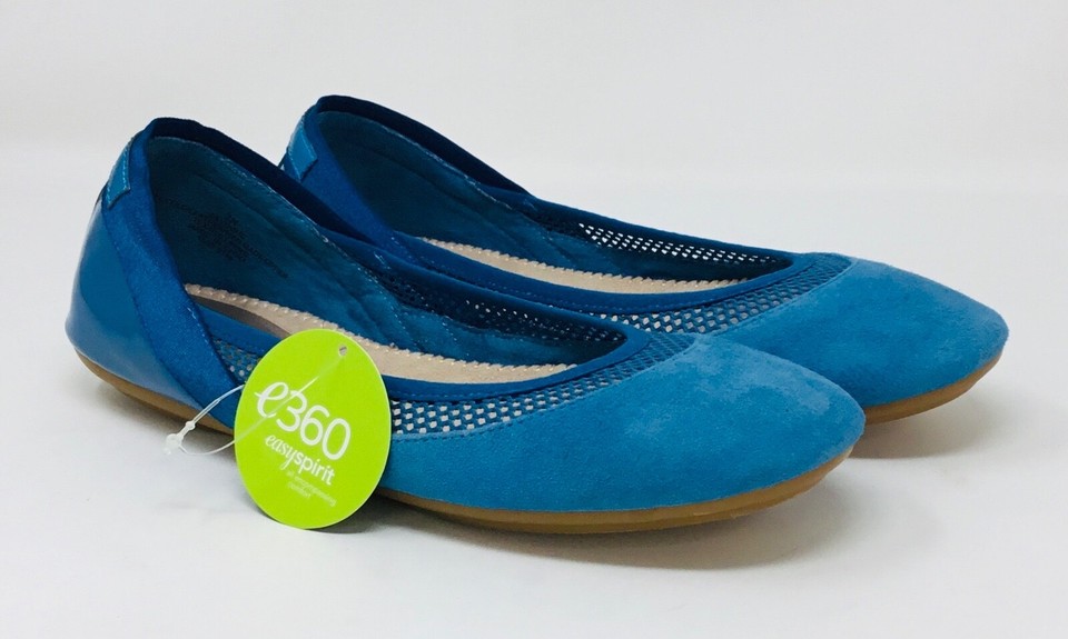 Easy Spirit 360 Womens Turquoise Suede Leather Stretch Comfort Ballet ...