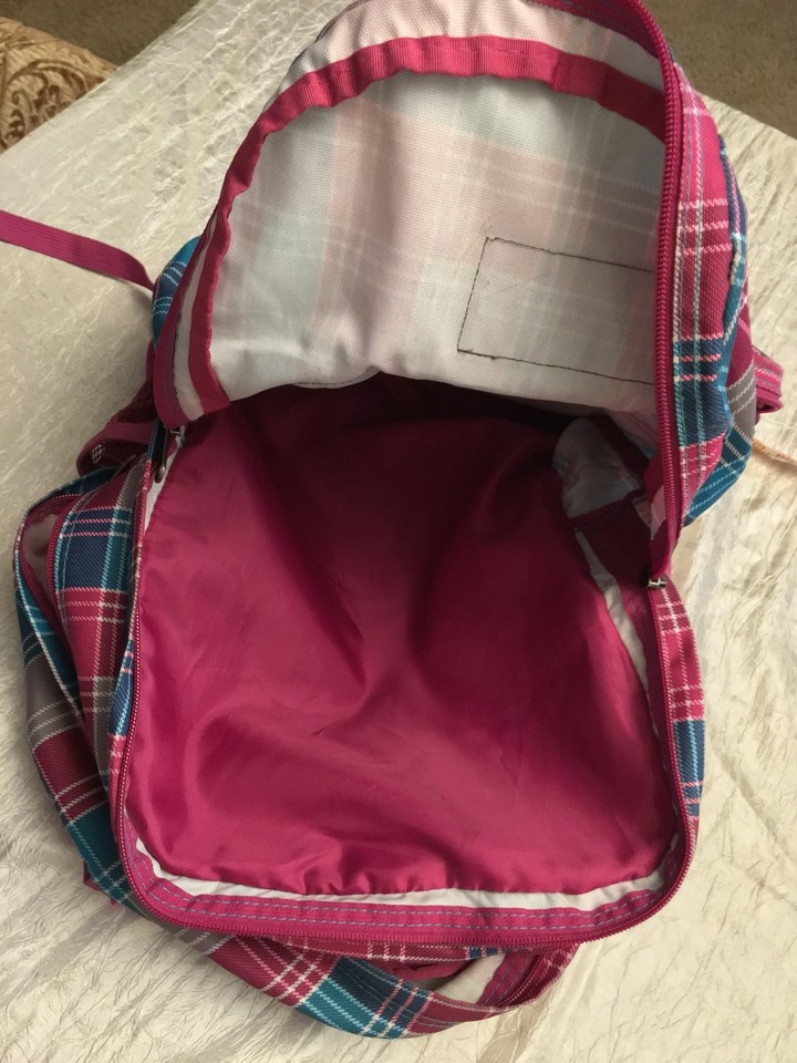 Trans Jansport pink plaid book bag back pack bookbag Student Gym ...