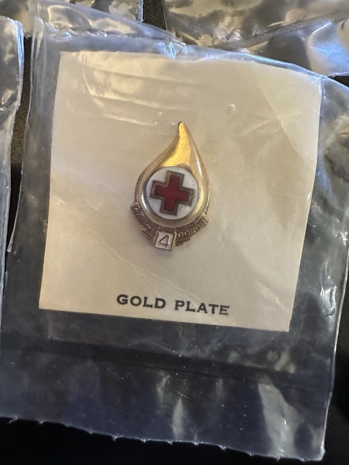 Red Cross Blood Donor Pins lot of 8 - 2, 3, 4 (2) , 9 (2), 10, one with ...