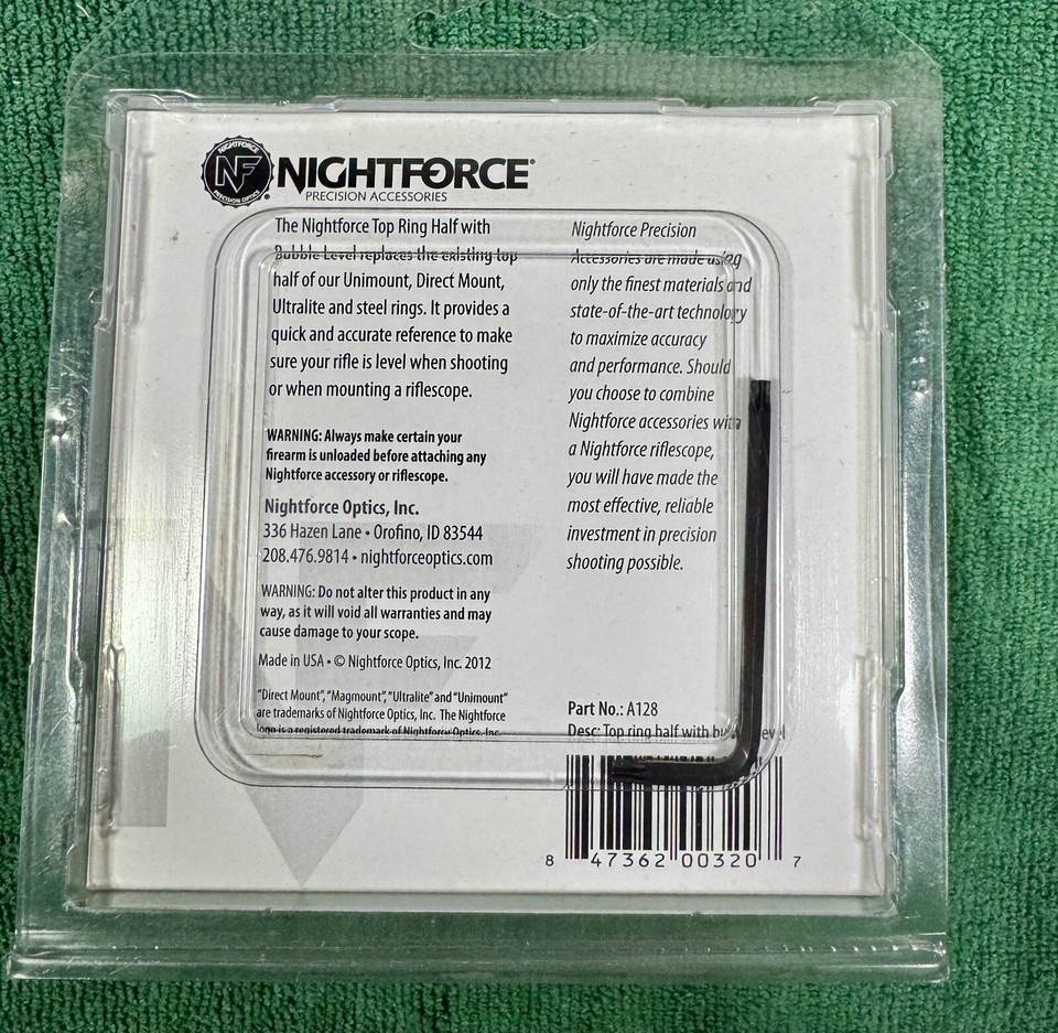 Nightforce 30mm Top Half Scope Ring with Bubble Level - A128 | eBay