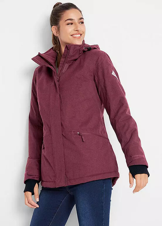 bonprix bpc Sport Hooded Waterproof Coat Maroon Detachable Hood ...