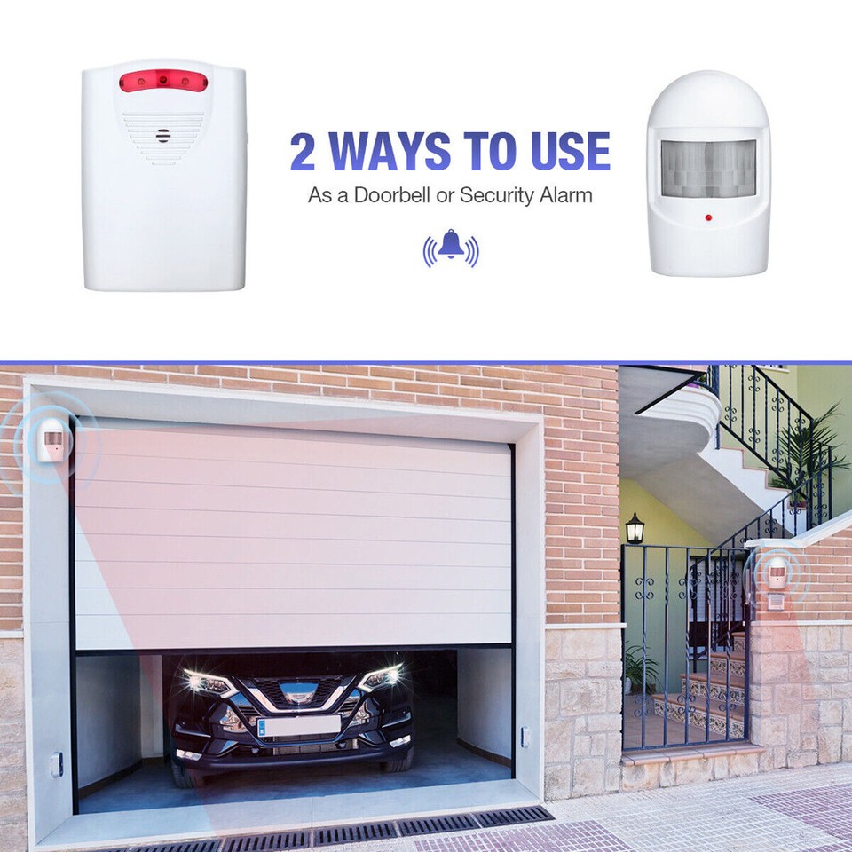 Wireless Motion Sensor System Driveway Garage PIR Alarm Alert Security ...