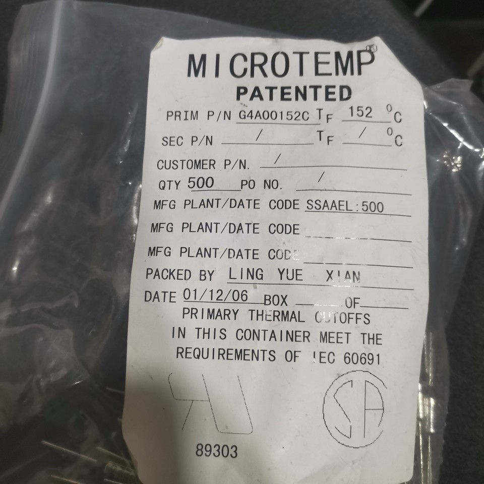 5Pcs Microtemp Axial Thermal Fuse 152℃152 Degree TF Cutoff 10A 250V G4A00 152C | eBay.de