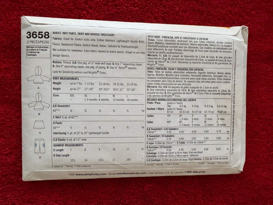 3658 Simplicity ~ CUT Pattern ~ Size 7 LBS ~ ~ ~ ~ ~ Listing MP 73 | eBay