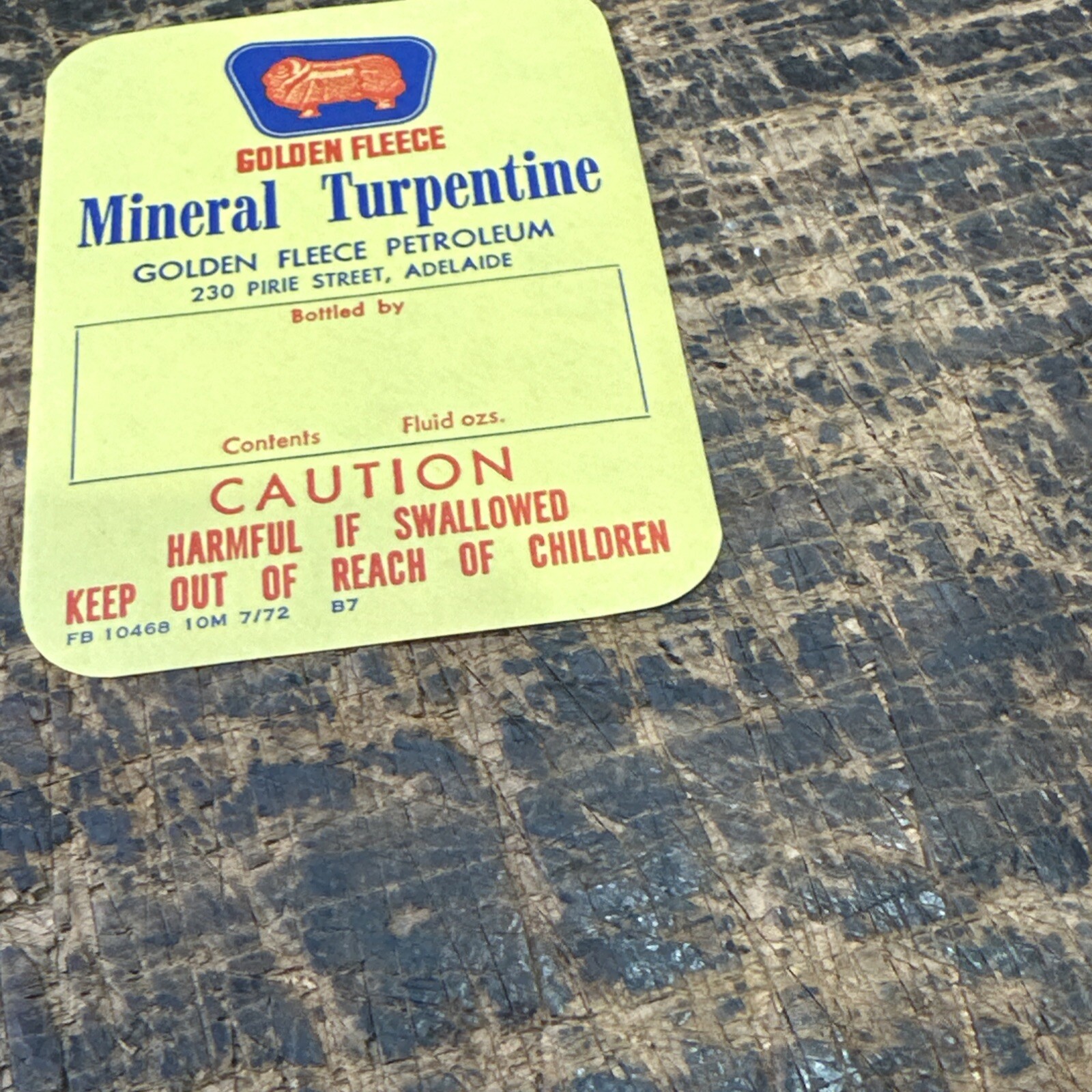 Golden Fleece Mineral Turpentine Unused Labels X 2 Genuine 1972 | eBay