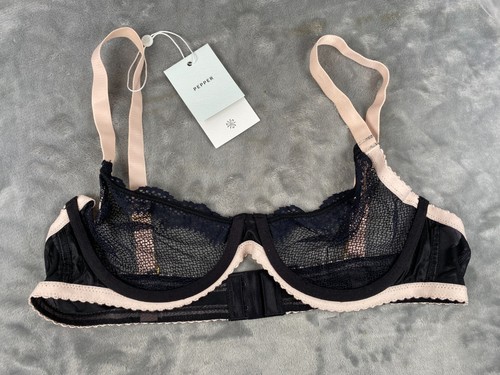 Pepper Signature Unlined Demi Bra - Size 38AA - Black - New | eBay