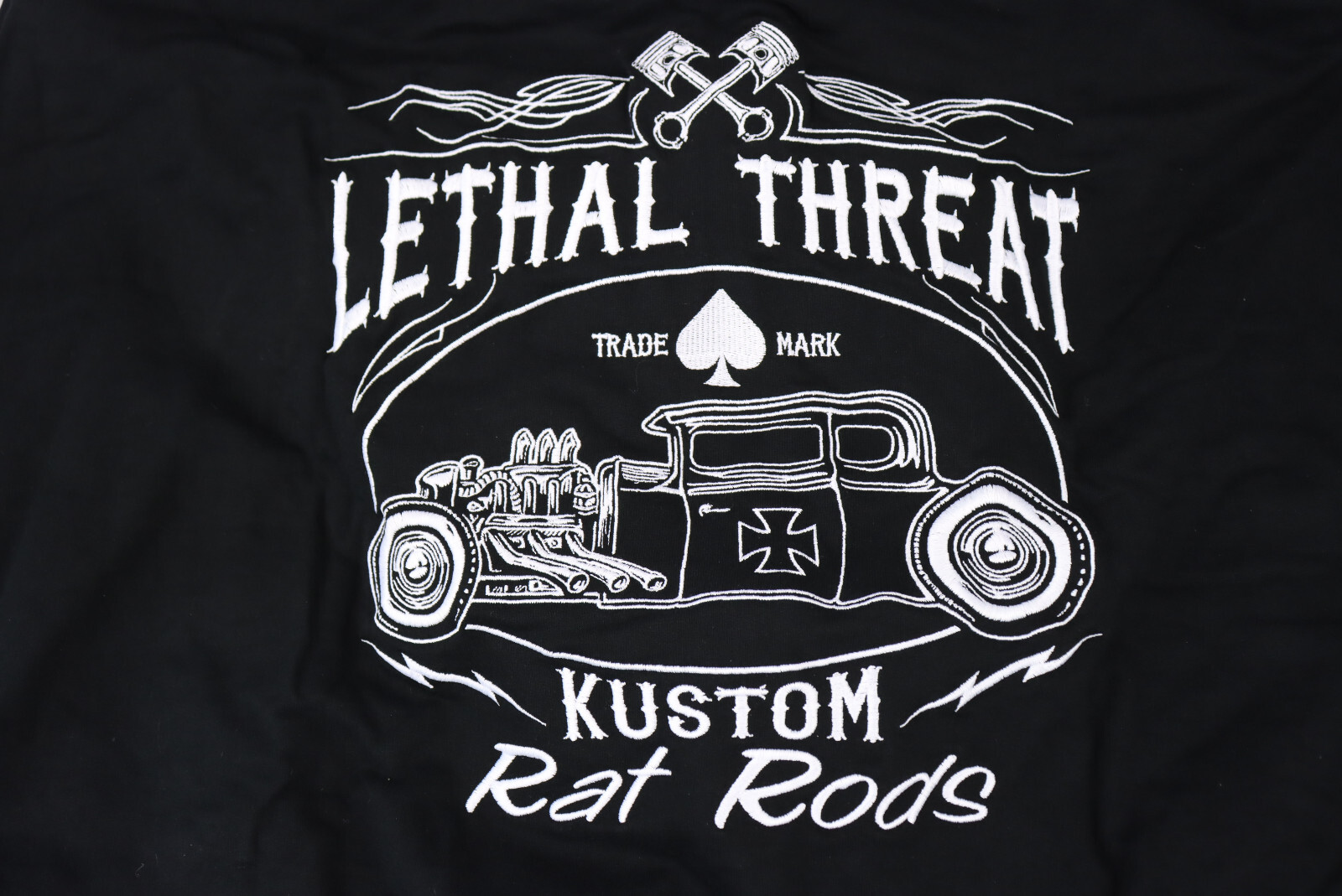 Lethal Threat 3XL Black Embroidered Full Zip Hoodie Kustom Rat Rods NWT ...