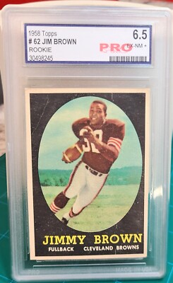 1958 Topps #62 Jim Brown Rookie Card RC 6.5 PERFECTLY CENTERED High End ...