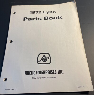 ORIGINAL 1972 ARCTIC CAT LYNX SNOWMOBILE PARTS MANUAL P/N 0185-002 (345 ...