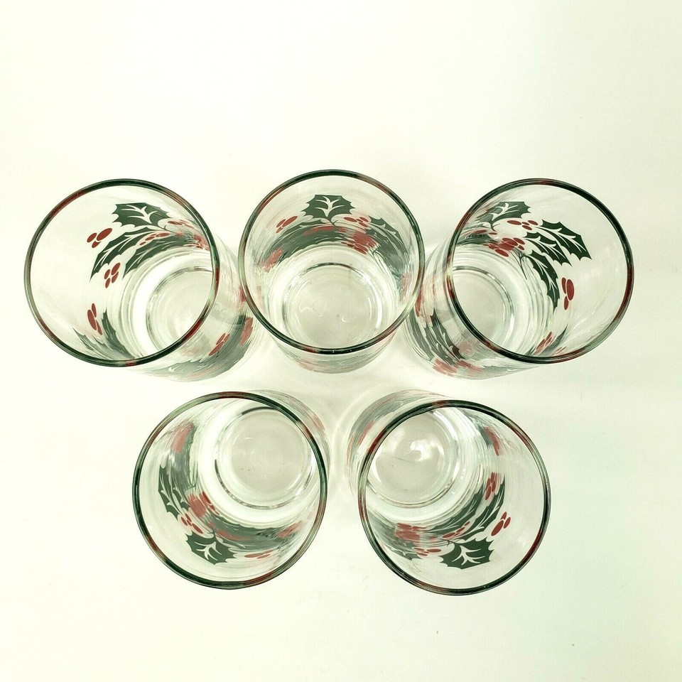 Christmas Holly Berry Pitcher and 5 Glasses Set Luxus Crisa Glass ...