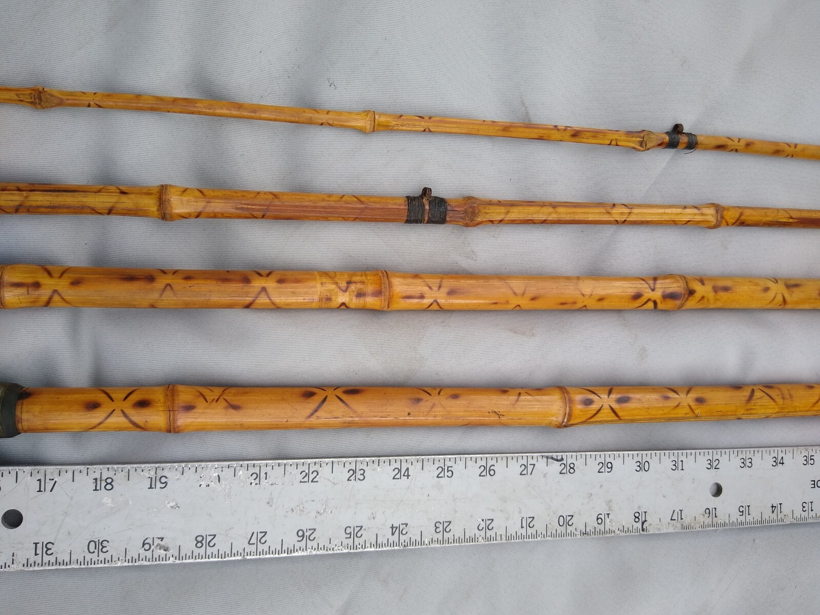 ANTIQUE BAMBOO FISHING ROD POLE AWESOME MARKINGS VINTAGE | eBay