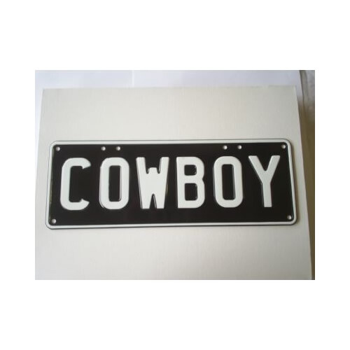 Novelty Number Plate - Cowboy - White On Black - AUS Licence Plate Sign ...