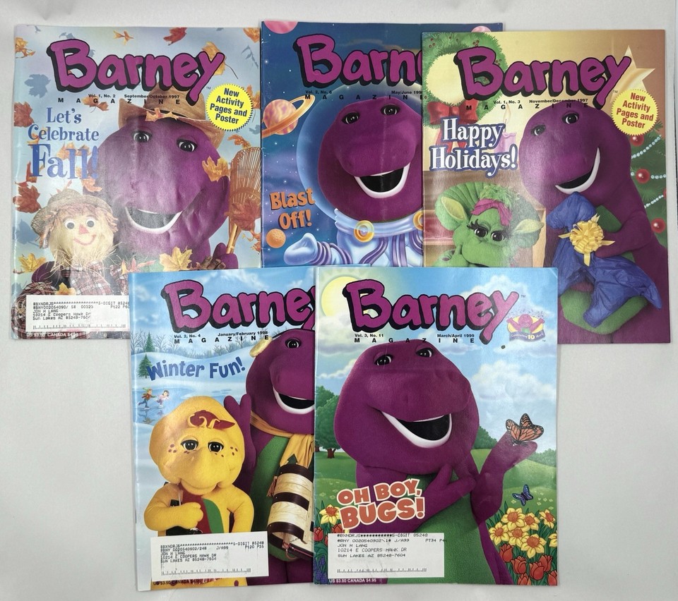 Vintage 97’-99’ Issues Barney Magazine Lot Of 5 Please New No Writing ...