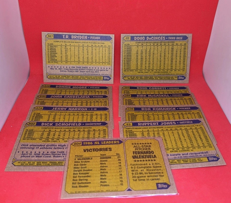Lot of 45 Blank Front 1987 Topps Baseball Cards - All Blank Front ...