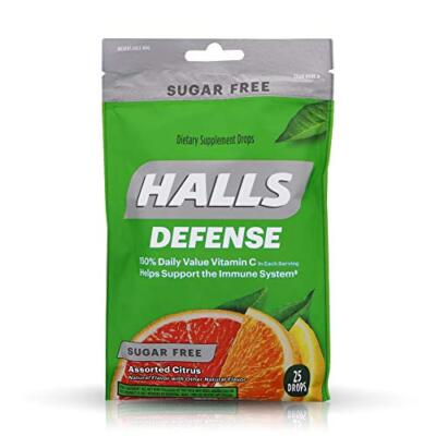 Halls Defense Vitamin C Drops Sugar Free Assorted Citrus - 25 ct Pack ...