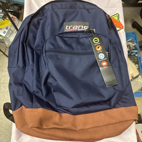 Jansport Trans Navy Blue Canvas Backpack with Leather Bottom | eBay