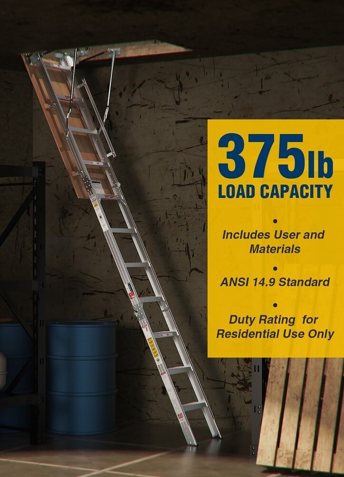 54 inch Retractable Aluminum Attic Ladder Adjustable Ladder Portable ...