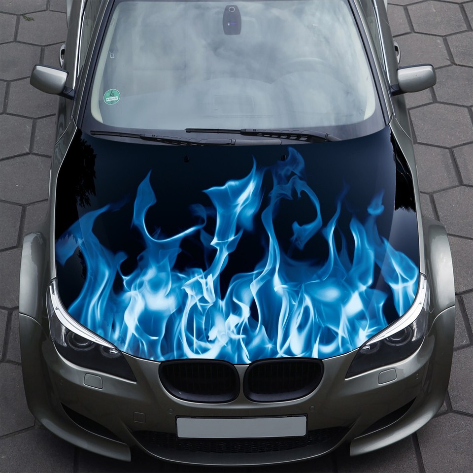 Blue Flame Hood Wrap Decal Vinyl Sticker Color Film Graphic Custom Any ...