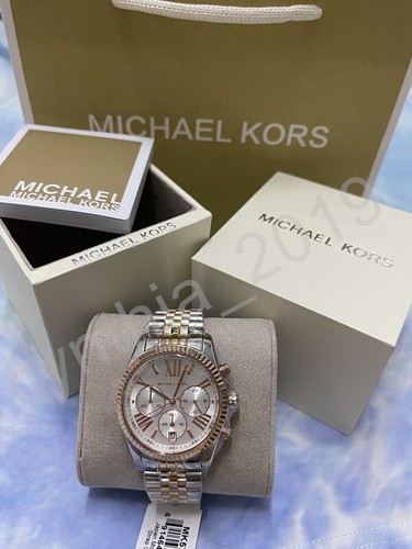 Michael Kors MK5735 Lexington Chronograph Tri Tone 38mm Silver Dial ...