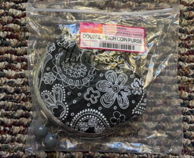 Thirty One Double Coin Change Purse BlackGray Paisley Parade New! | eBay