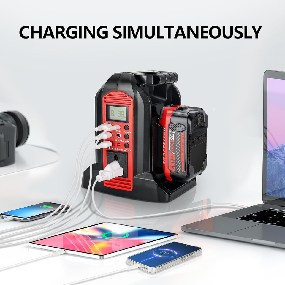 Power Inverter for Craftsman V20 Battery 2-Port DC 18V~ AC 110V Battery ...