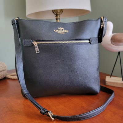 Coach Rowan File Bag Black Crossgrain Leather #C1556 | eBay