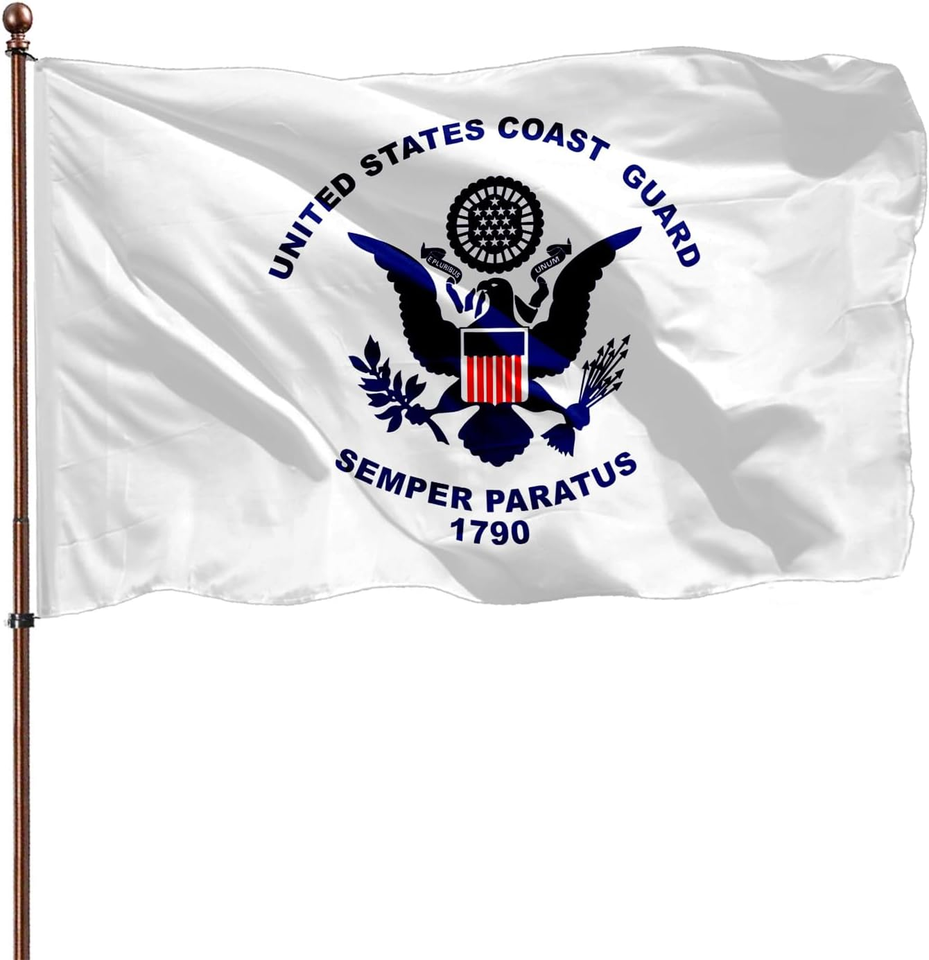 Double Sided US Coast Guard USCG Flag 3X5 Outdoor- 3Ply 240D 4 Rows ...