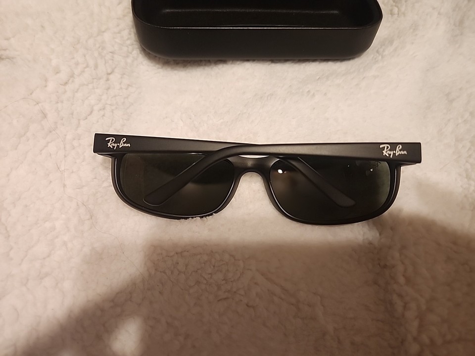 Ray-Ban Sunglasses RB2027 W1847 Matte Black Rectangle Frames with Green ...