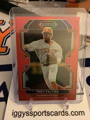 Trey Faltine RED PRIZM 2022 Panini Prizm Draft Picks Baseball Texas ...