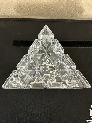 Cut Crystal Triangle Stunning Paperweight/ Jewelry Box w/Lid Very Heavy ...