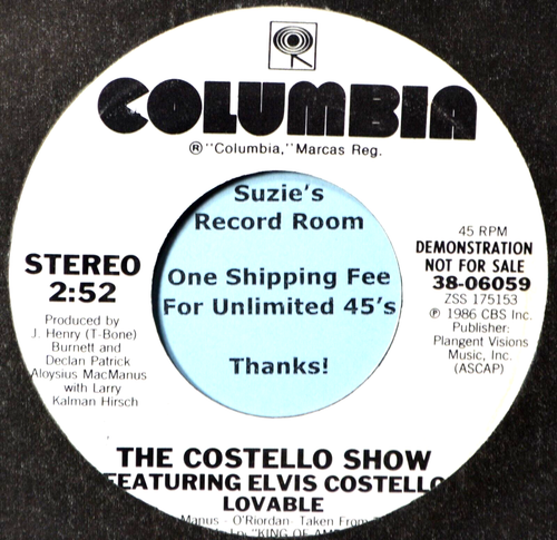 The Costello Show Elvis Lovable 80s Rock Promo DJ NM 45 7" Vinyl ...