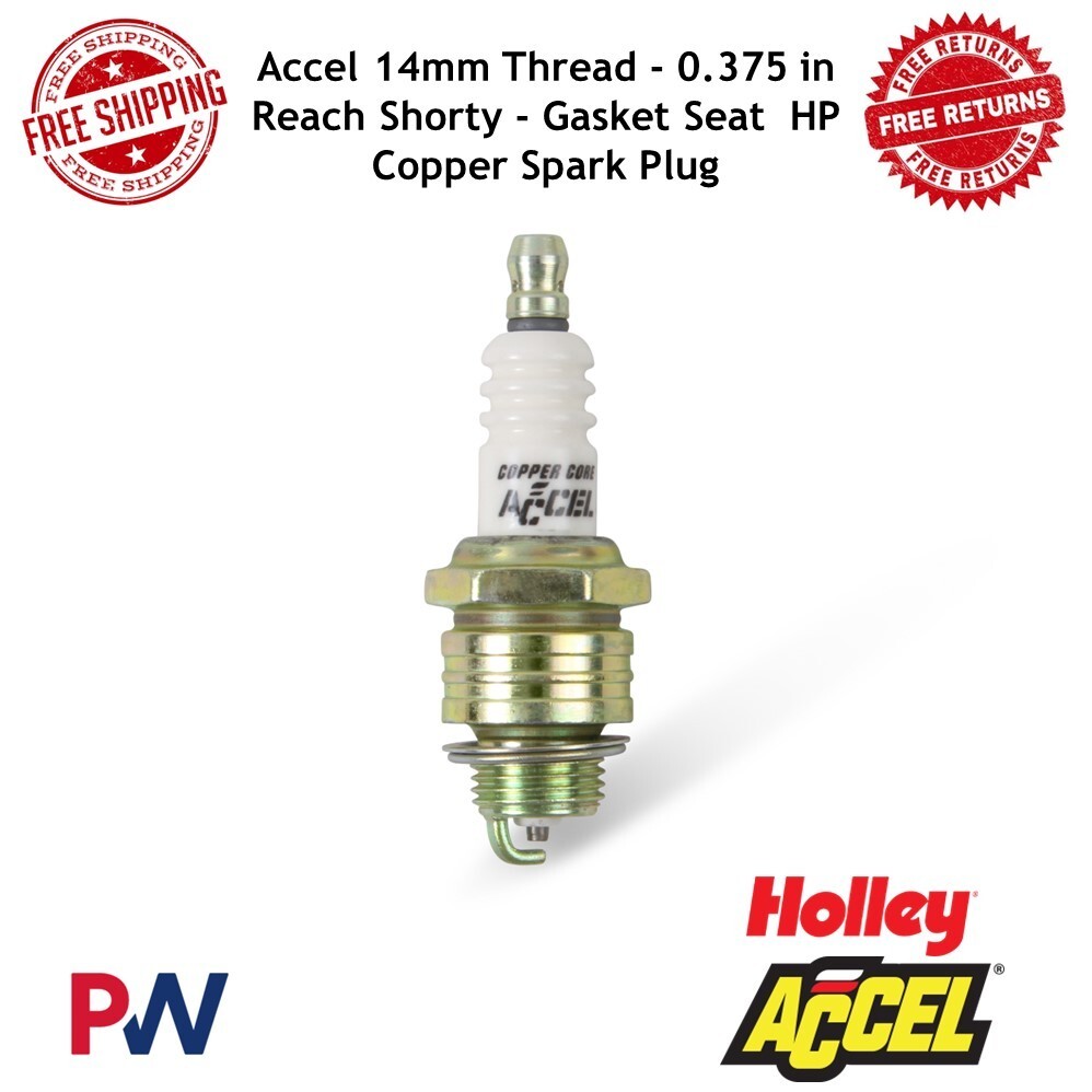 Accel 14mm Thread - 0.375 in Reach Shorty - Gasket Seat HP Copper Spark ...