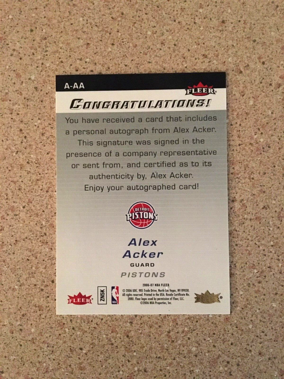 2006-07 Fleer - Autographics Alex Acker #A-AA (AU) for sale online | eBay