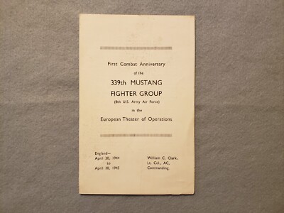 WWII 8th AF - 339th Fighter Group - "1st Combat Anniversary" 1944-1945 ...