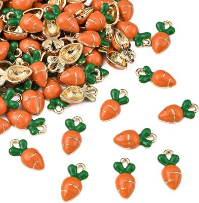 100x Enamel Carrot Charm Pendants for Key Chain Jewelry Making DIY ...