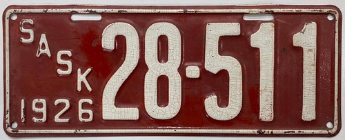 Saskatchewan Canada 1926 License Plate 28-511 | eBay