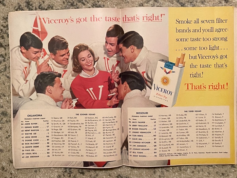 VINTAGE Oklahoma Sooners OU vs. Missouri Tigers Football Game Program ...